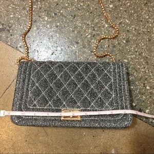 Bags | Quilted Pewter Metallic Purse With Gold Hardware | Poshmark